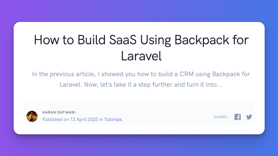 How to Build SaaS Using Backpack for Laravel :: Backpack for Laravel